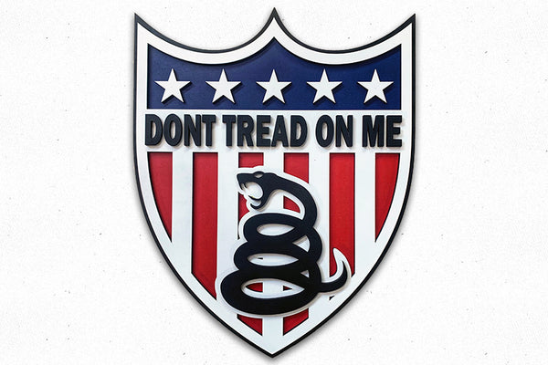 Dont Tread On Me Shield Wood Wall Art – Patriot Wood