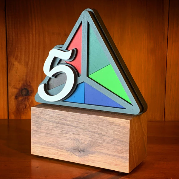 Evolve Anniversary Custom Wood Trophy – Patriot Wood