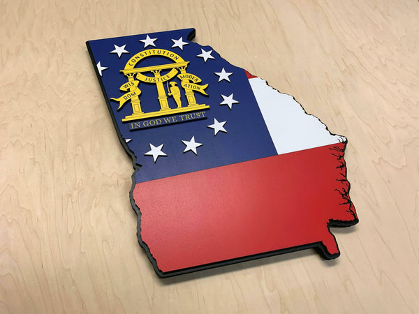 Georgia State Shape Wood Flag – Patriot Wood