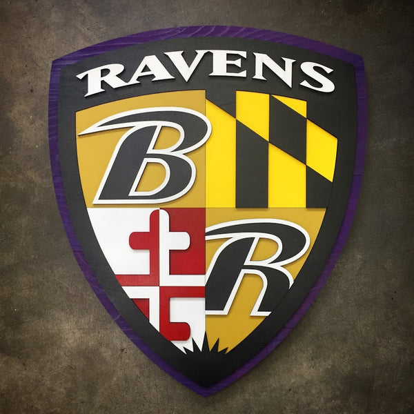 Baltimore Ravens Shield Wood Wall Art – Patriot Wood