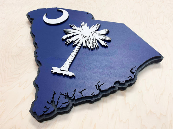 South Carolina State Shape Wood Flag – Patriot Wood